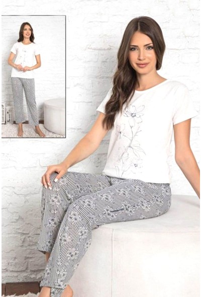 Eminna Kadın Desenli Kısa Kol Pijama Takımı