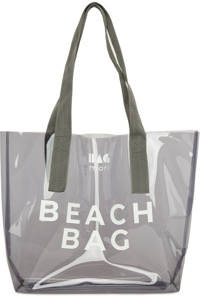 Bagmori Gri Beach Bag Baskılı Şeffaf Plaj Çantası