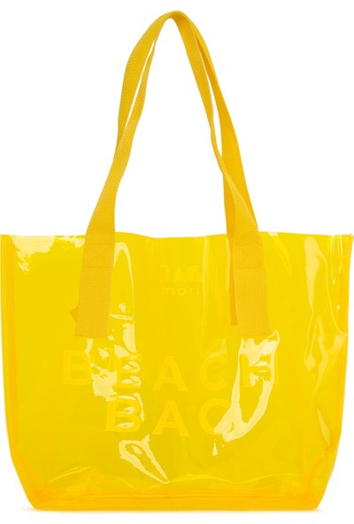 Bagmori Sarı Beach Bag Baskılı Şeffaf Plaj Çantası