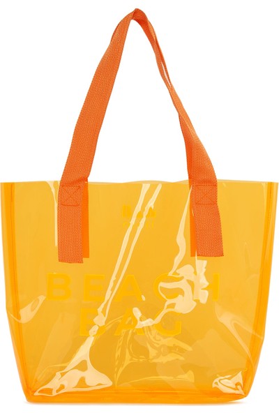 Bagmori Turuncu Beach Bag Baskılı Şeffaf Plaj Çantası Bagmori Turuncu Beach Bag Baskılı Şeffaf Plaj Çantası