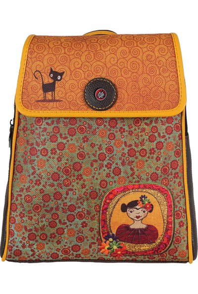 Fk Desenli Kapaklı Sırt Çanta