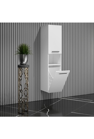 Özceden Boy Dolabı Sepetli Beyaz Renkli Mdf Orta Boşluklu Özceden Boy Dolabı Sepetli Beyaz Renkli Mdf Orta Boşluklu