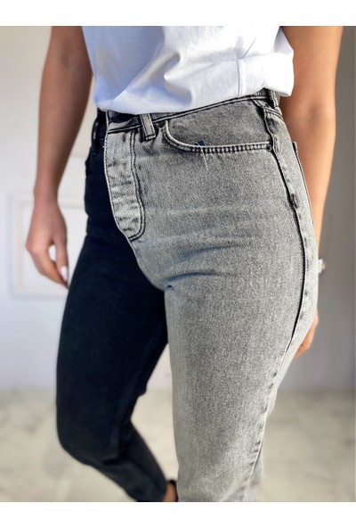 Siyah Çift Renkli Kot Pantolon