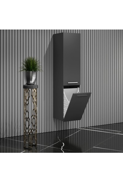 Özceden Boy Dolabı Sepetli Antrasit Gri Mat Renkli Mdf Özceden Boy Dolabı Sepetli Antrasit Gri Mat Renkli Mdf