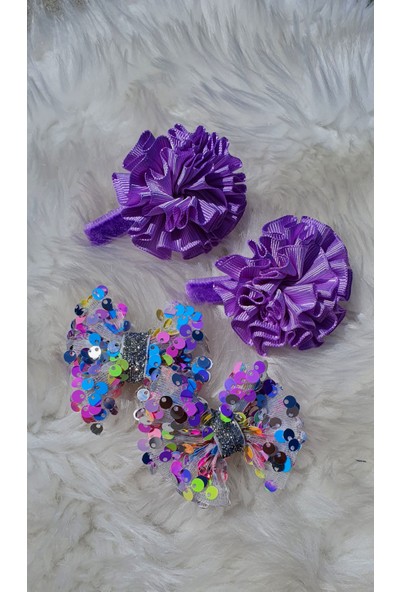 Pullu ve Çiçek 4 Lü Çocuk Saç Tokası, Çocuk Toka, Saç Toka, Saç Tokası Çocuk Tokası, Tasarım Toka