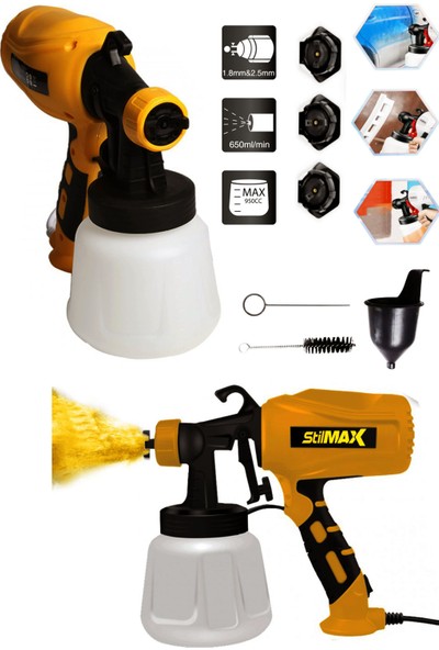 Stilmax 220 V Elektrikli Sprey Boya Püskürtme Tabancası 800W Dezenfektan Ilaç Püskürtme Sprey Tabancası Stilmax 220 V Elektrikli Sprey Boya Püskürtme Tabancası 800W Dezenfektan Ilaç Püskürtme Sprey Tabancası