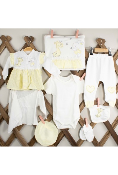 Kız Bebek 10LU Zıbın Set - Nono Baby - Hastane Çıkış & Zıbın - Altın Sarı - Yenidoğan Kız Bebek 10LU Zıbın Set - Nono Baby - Hastane Çıkış & Zıbın - Altın Sarı - Yenidoğan