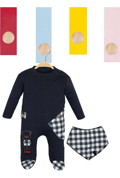 Erkek Bebek Tulum Fularlı Cepli Ayıcıklı - Nono Baby - Bebek Tulum - Lacivert - 6-9 Ay Erkek Bebek Tulum Fularlı Cepli Ayıcıklı - Nono Baby - Bebek Tulum - Lacivert - 6-9 Ay