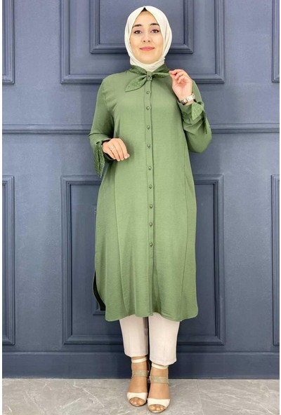 Me Kadın Yakası Fiyonk Detaylı Tesettür Gömlek