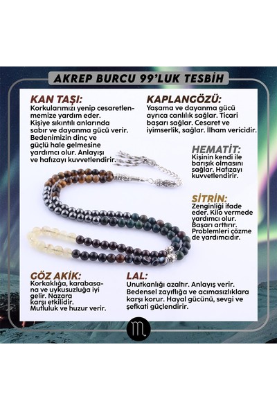Osmanlı Doğaltaş Akrep Burcu 99'luk Tesbih T098