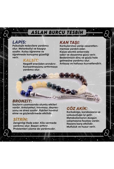 Osmanlı Doğaltaş Aslan Burcu 33'lük Tesbih T110 Osmanlı Doğaltaş Aslan Burcu 33'lük Tesbih T110