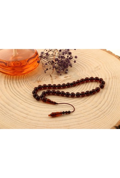 Osmanlı Doğaltaş Bordo Kehribar Tesbih T146