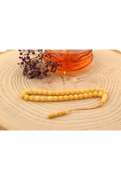 Osmanlı Doğaltaş Sarı Kehribar Tesbih T148