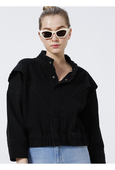 Fabrika Hate Dik Yaka Basic Düz Siyah Kadın Mont Fabrika Hate Dik Yaka Basic Düz Siyah Kadın Mont
