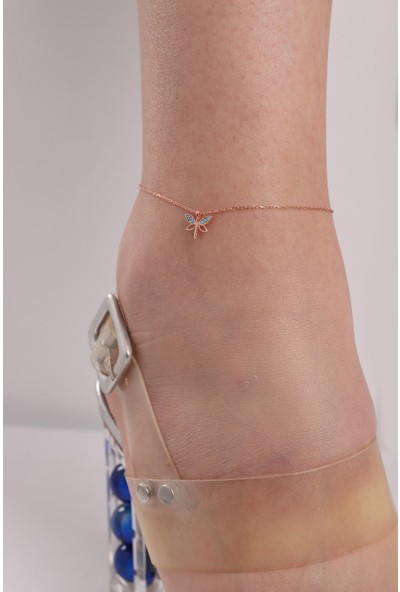 Bilsen Store Kadın Tamamı Orjinal 925 Ayar Gümüş Rose Kaplama Firuze Turkuaz Taşlı Minimal Yusufçuk Halhal Bilsen Store Kadın Tamamı Orjinal 925 Ayar Gümüş Rose Kaplama Firuze Turkuaz Taşlı Minimal Yusufçuk Halhal