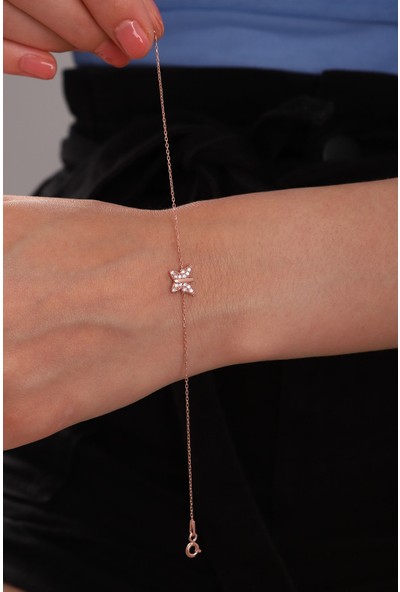 Bilsen Store Kadın Tamamı Saf Orjinal 925 Ayar Gümüş Roz Kaplamalı Kelebek Model Bileklik Bilsen Store Kadın Tamamı Saf Orjinal 925 Ayar Gümüş Roz Kaplamalı Kelebek Model Bileklik