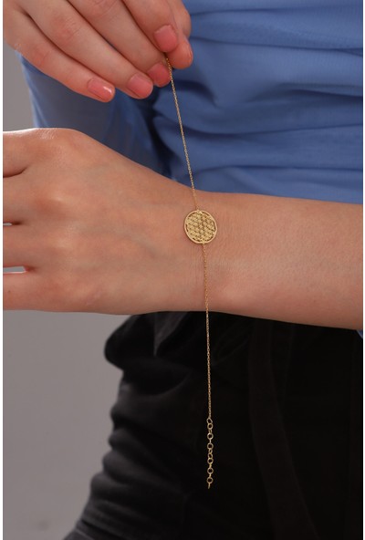 Bilsen Store Kadın Tamamı Saf Orjinal 925 Ayar Gümüş Altın Kaplama Yaşam Çiçeği Bileklik Bilsen Store Kadın Tamamı Saf Orjinal 925 Ayar Gümüş Altın Kaplama Yaşam Çiçeği Bileklik