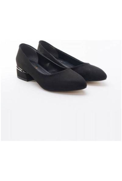 EAyakkabı Karina Siyah Süet Topuklu Ayakkabı