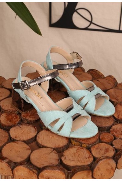 EAyakkabı Colibri Su Yeşili Süet Topuklu Ayakkabı