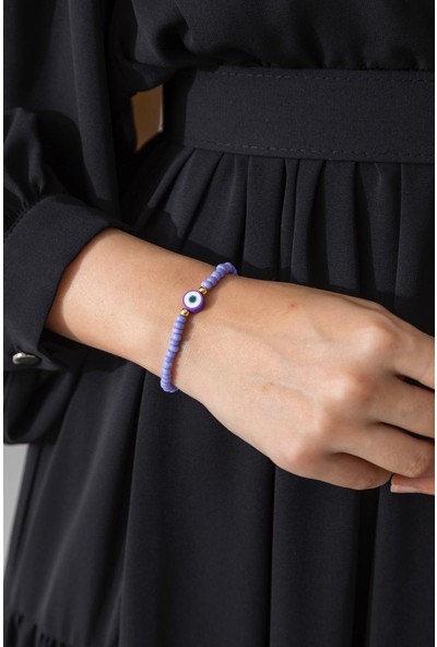 Bujiteri Dükkanı Mor Boncuklu Nazar Boncuğu Figürlü Bileklik