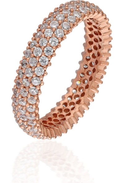 Bilsen Store 925 Ayar Gümüş Zirkon Taşlı Rose Kaplama Üç Sıra Yüzük Bilsen Store 925 Ayar Gümüş Zirkon Taşlı Rose Kaplama Üç Sıra Yüzük