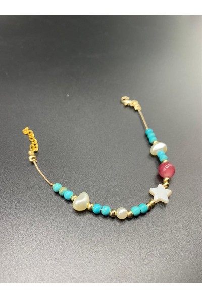 Bujiteri Dükkanı Mavi Boncuklu Beyaz Yıldız Figürlü Pandora Bileklik