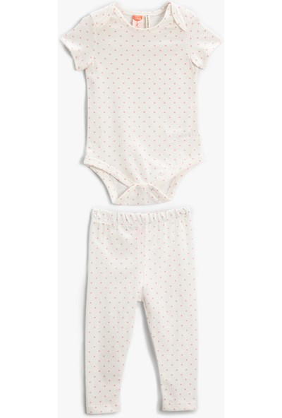 Koton Desenli Kısa Kollu Tulum ve Tayt Takımı 2'li Takım Pamuklu