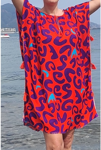 Lady Special Kadın Pamuklu Plaj Elbisesi Pareo Kırmızı Lady Special Kadın Pamuklu Plaj Elbisesi Pareo Kırmızı