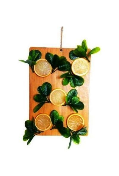 Yeşilada Yapay Sarı Limon Dilimleri Duvar Askılı Ahşap Tahta Üzerinde Yapraklı Limon Taneleri Yeşilada Yapay Sarı Limon Dilimleri Duvar Askılı Ahşap Tahta Üzerinde Yapraklı Limon Taneleri
