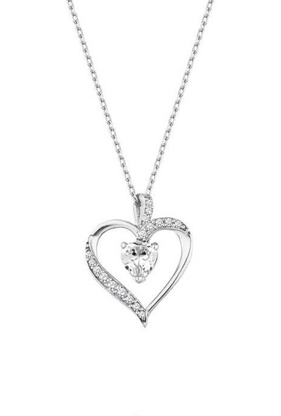 Kalp Taşlı Gümüş Kolye GMS1944