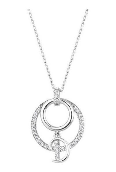 Harfli Çift Halka Gümüş Kolye GMS1966