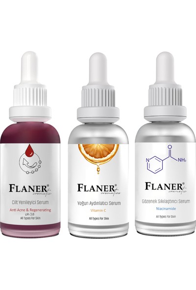 Flaner Muazzam Üçlü Set - Kırmızı Peeling + Gözenek Sıkılaştırıcı + C Vitamin Serum Flaner Muazzam Üçlü Set - Kırmızı Peeling + Gözenek Sıkılaştırıcı + C Vitamin Serum
