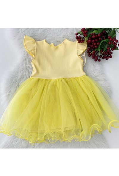 Kelebek Kanatlı Tütülü Elbise