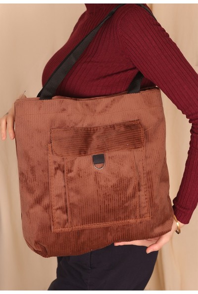 Seen Trau Kahverengi Kadife Çanta