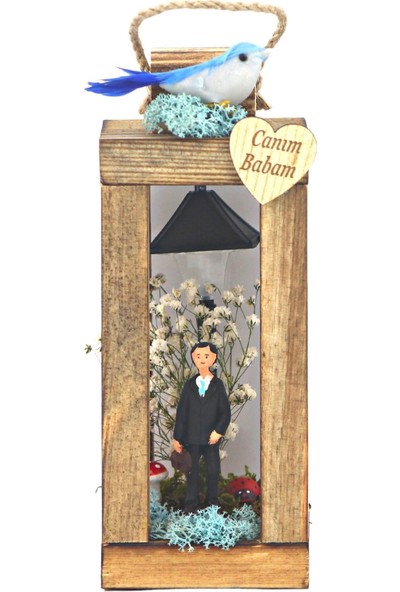 Burdan Eve Babalar Gününe Özel Babaya Hediye Masa Üstü Hediyesi Işıklı Teraryum