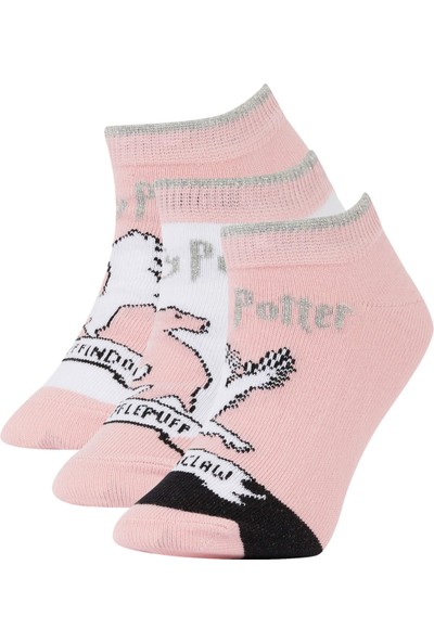 DeFacto Kız Çocuk Harry Potter Lisanslı Pamuklu 3lü Kısa ÇORAP X2201A6NS