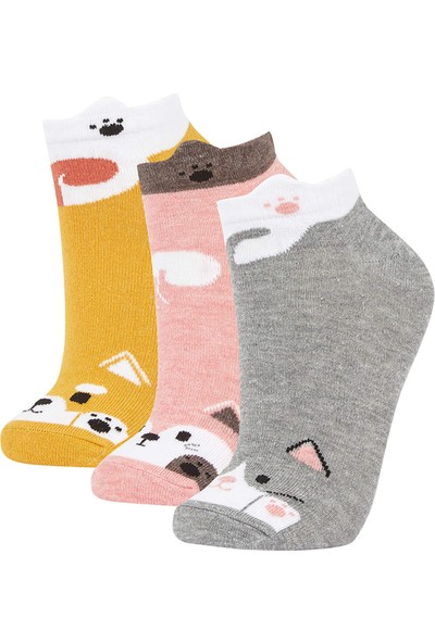 DeFacto Kadın Pamuklu 3'lü Kısa Çorap W9522AZNS DeFacto Kadın Pamuklu 3'lü Kısa Çorap W9522AZNS