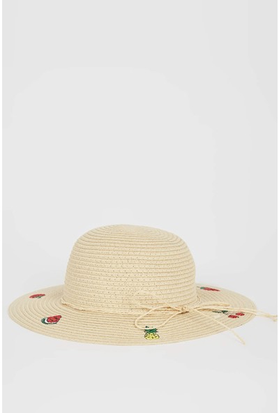 DeFacto Kız Çocuk Nakışlı Hasır Şapka W8376A622SM