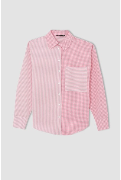 DeFacto Oversize Fit Gömlek Yaka Gofre Dokulu Uzun Kollu GÖMLEK X9813AZ22SM