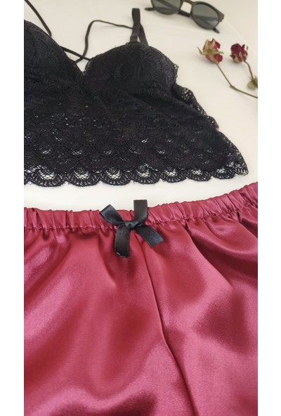 Diamond Lingerie Bralet Saten Şort Takımı