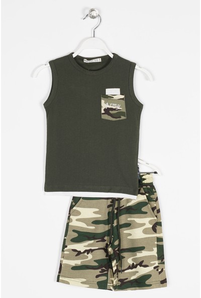 Zepkids Erkek Çocuk Kamuflaj Baskılı Cepli Kaprılı Takım 2-9 Yaş