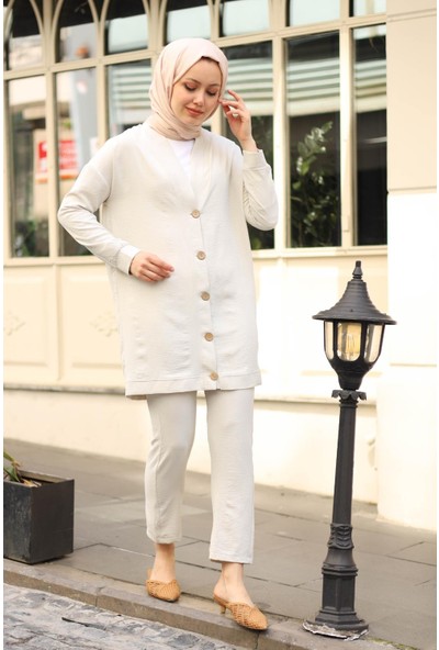 Meqlife Lady Yazlık Sade Takım - Krem