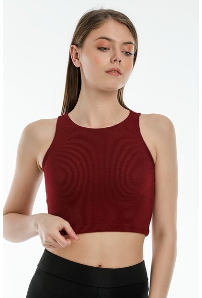 Kaşkorse Fitilli Crop Halter Yaka Atlet ES-1072 Kaşkorse Fitilli Crop Halter Yaka Atlet ES-1072