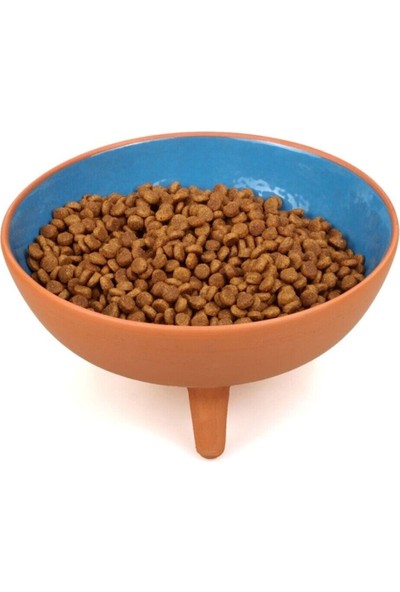 Goffin Ayaklı Sırlı Çömlek Kedi- Köpek Mama Kabı / Çömlek