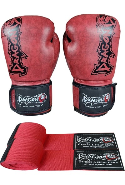 Dragon 30127-P Distrito Boks ,muay Thai Eldiveni ve Kırmızı 3,5 Metre Bandajlı Set Dragon 30127-P Distrito Boks ,muay Thai Eldiveni ve Kırmızı 3,5 Metre Bandajlı Set