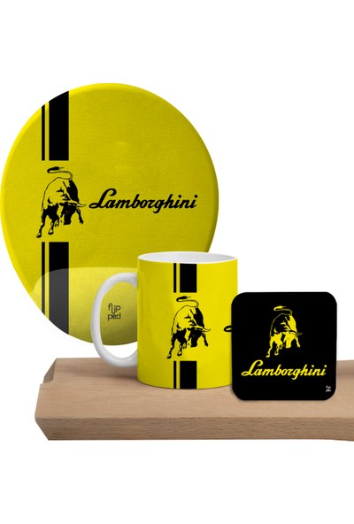 Flipped Lamborghini Mousepad, Kupa ve Bardak Altlığı Seti Flipped Lamborghini Mousepad, Kupa ve Bardak Altlığı Seti