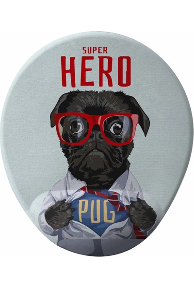 Super Hero Pug Bilek Destekli Mousepad Super Hero Pug Bilek Destekli Mousepad
