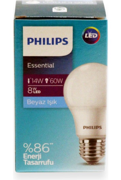 Philips Essential 8W LED Ampul Beyaz Işık