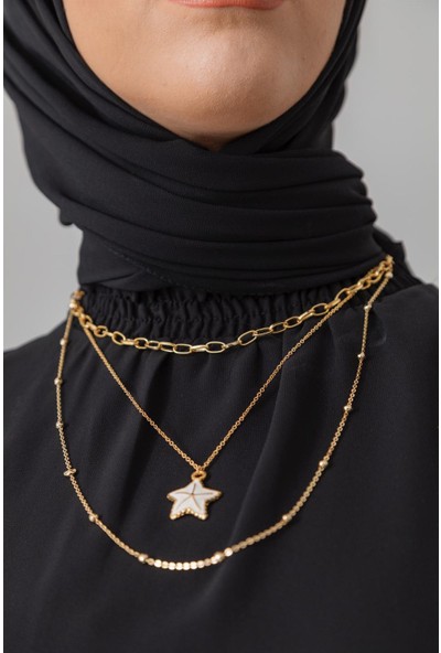Bujiteri Dükkanı Gold Zincirli Deniz Yıldızı Kombin Set Kolye