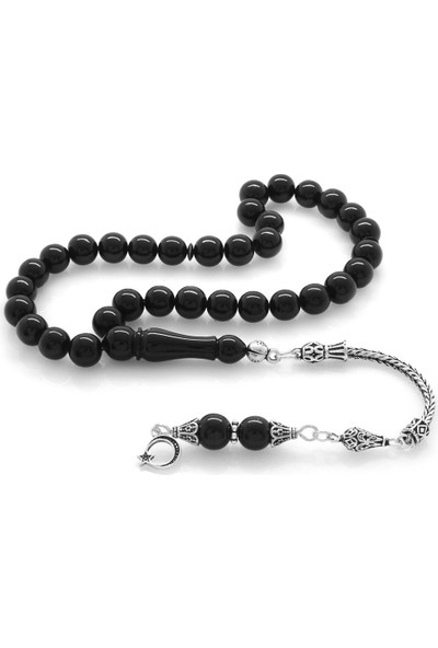 Co Cadeaux 925 Ayar Gümüş Püsküllü Küre Kesim Siyah Sıkma Kehribar Tesbih Co Cadeaux 925 Ayar Gümüş Püsküllü Küre Kesim Siyah Sıkma Kehribar Tesbih